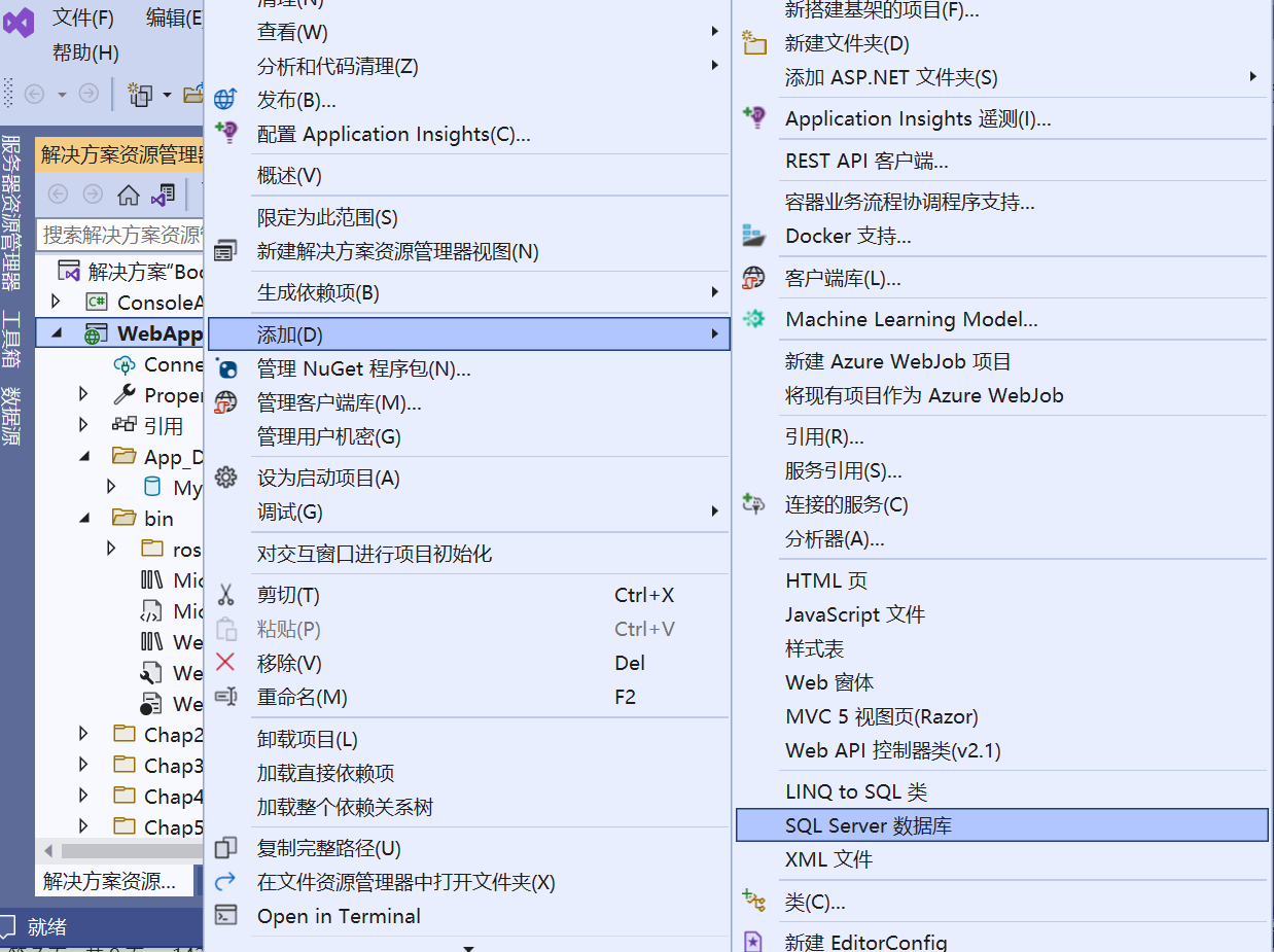 在visual studio中创建SQL Server数据库用于LinqDataSource配置数据源_visualstudio里的数据库-CSDN博客
