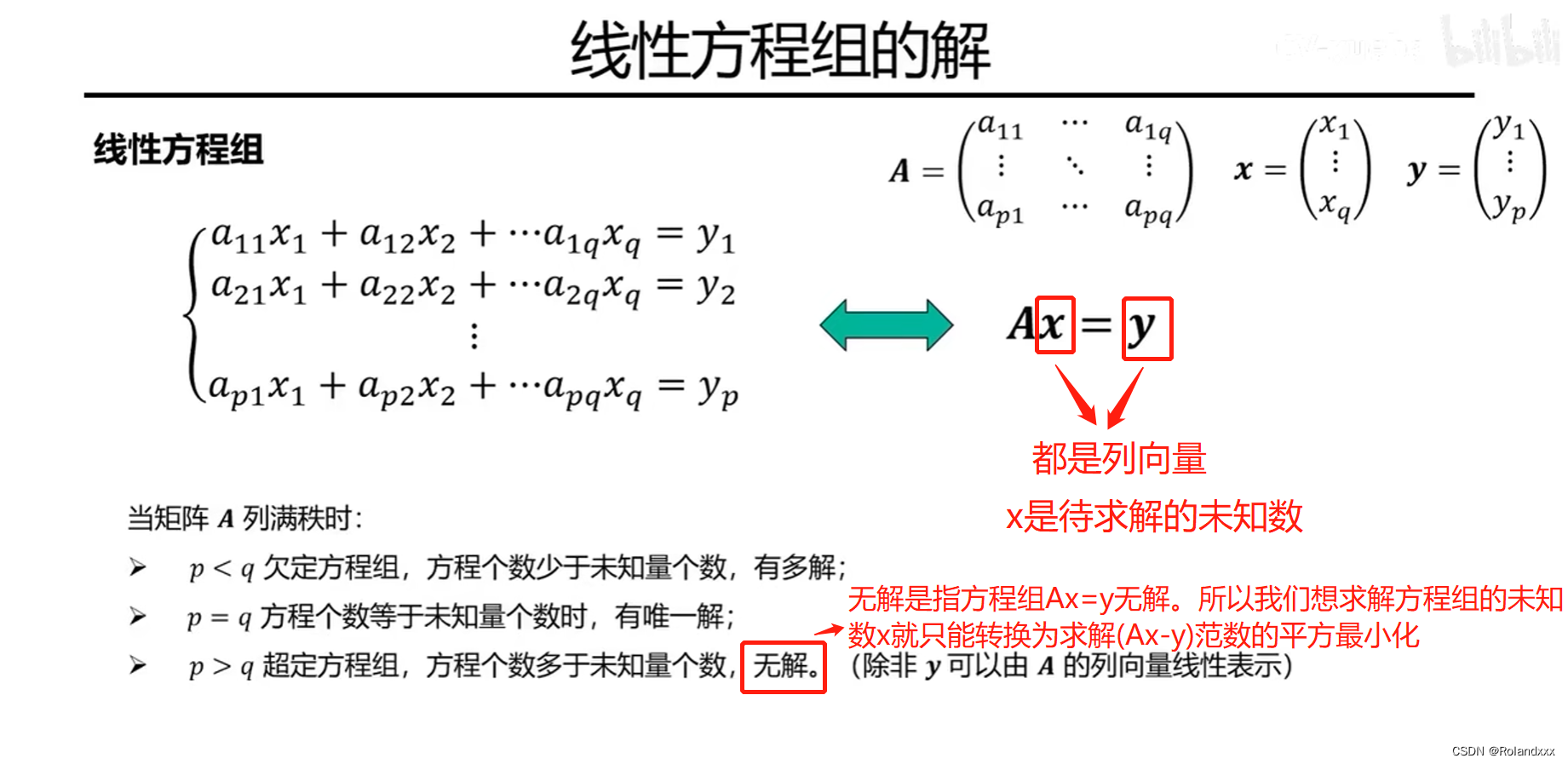 线性方程组AX=b，AX=0以及非线性方程组的最小二乘解（解方程组-＞优化问题）_解最小二乘问题ax=b-CSDN博客