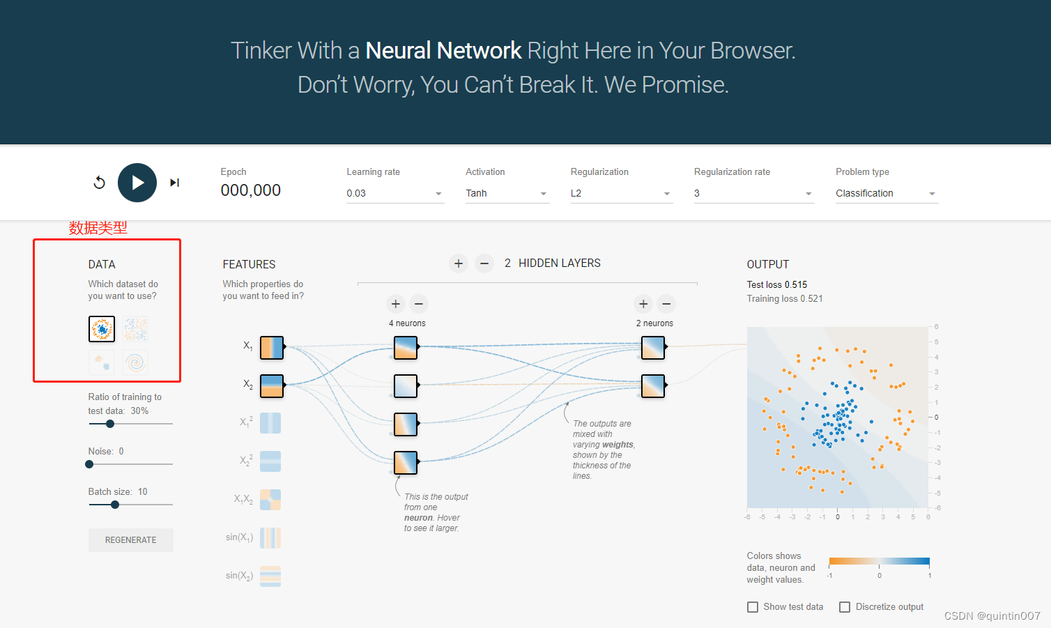 A Neural Network Playground工具使用简述 Csdn博客