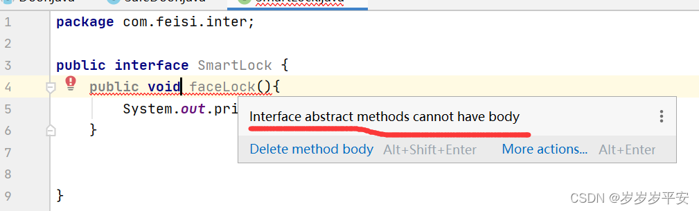 Java面向对象(下)关于接口的问题_interface abstract methods cannot have body-CSDN博客