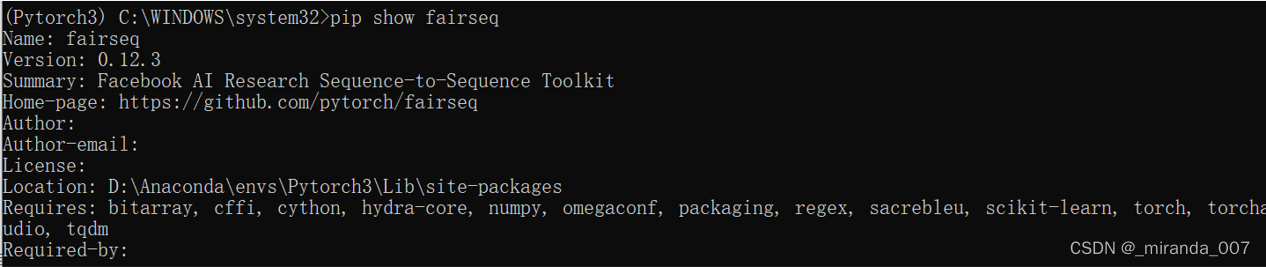 在anaconda安装fairseq，并在Jupyter notebook使用_miniconda 安装 fairseq-CSDN博客