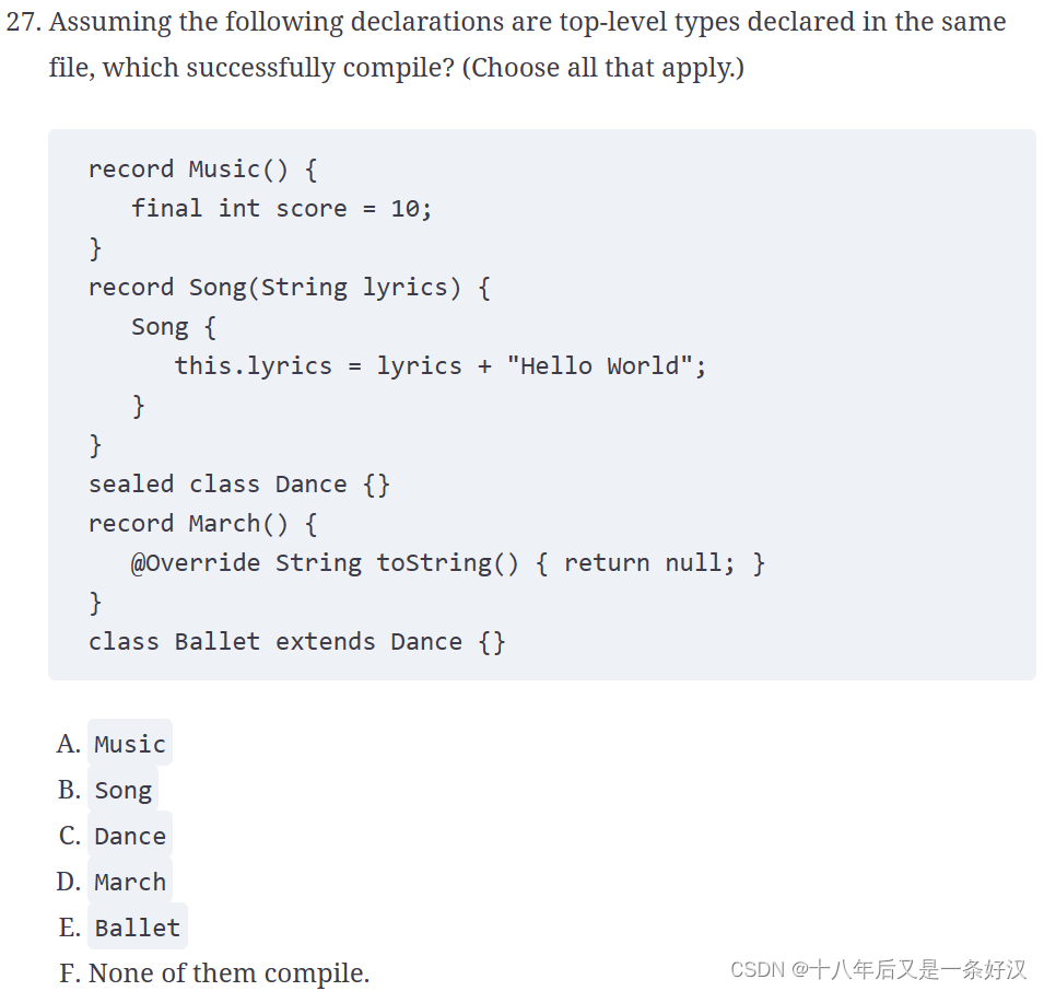 Ocp Java17 Se Developers 评估测试题java Ocp Exam Questions And Answers Csdn博客 2962