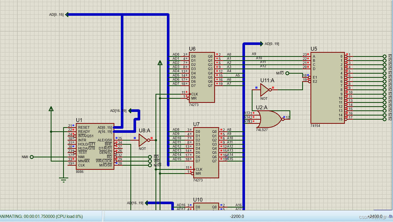 proteus绘制流水灯原理图中74273高低电平出错_proteus交通灯中74273运行有一边标红-CSDN博客