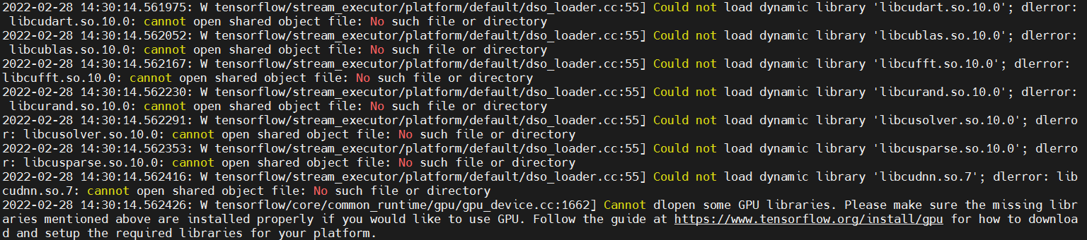 解决TensorFlow-GPU 2.x使用GPU报错：Could not load dynamic library ‘libcudnn.so.7‘_could not load ...