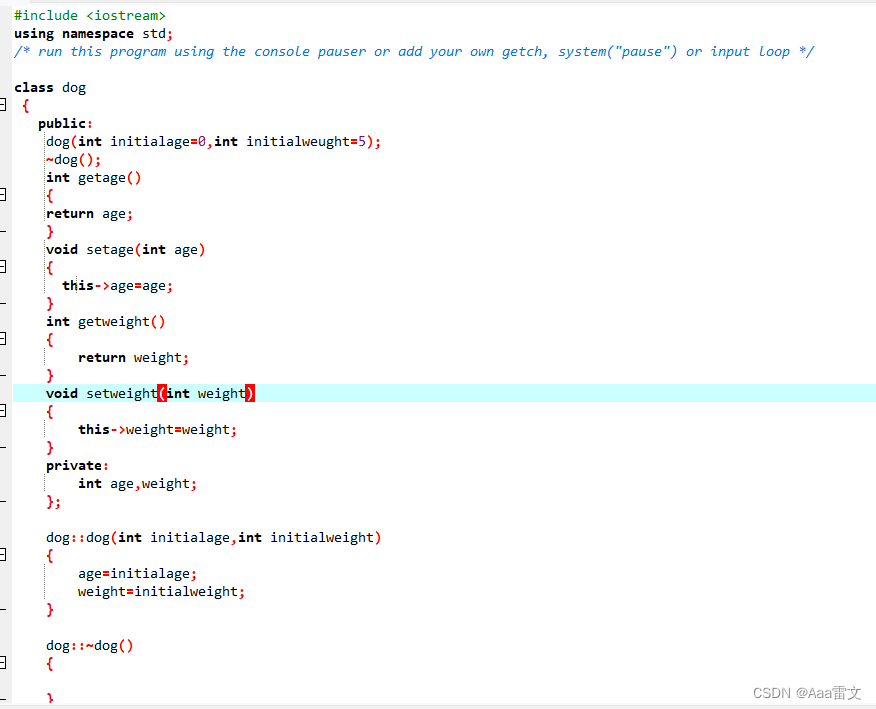 定义一个dog类，包含age,weight等属性，以及对这些属性操作的方法。实现并测试这个类-CSDN博客