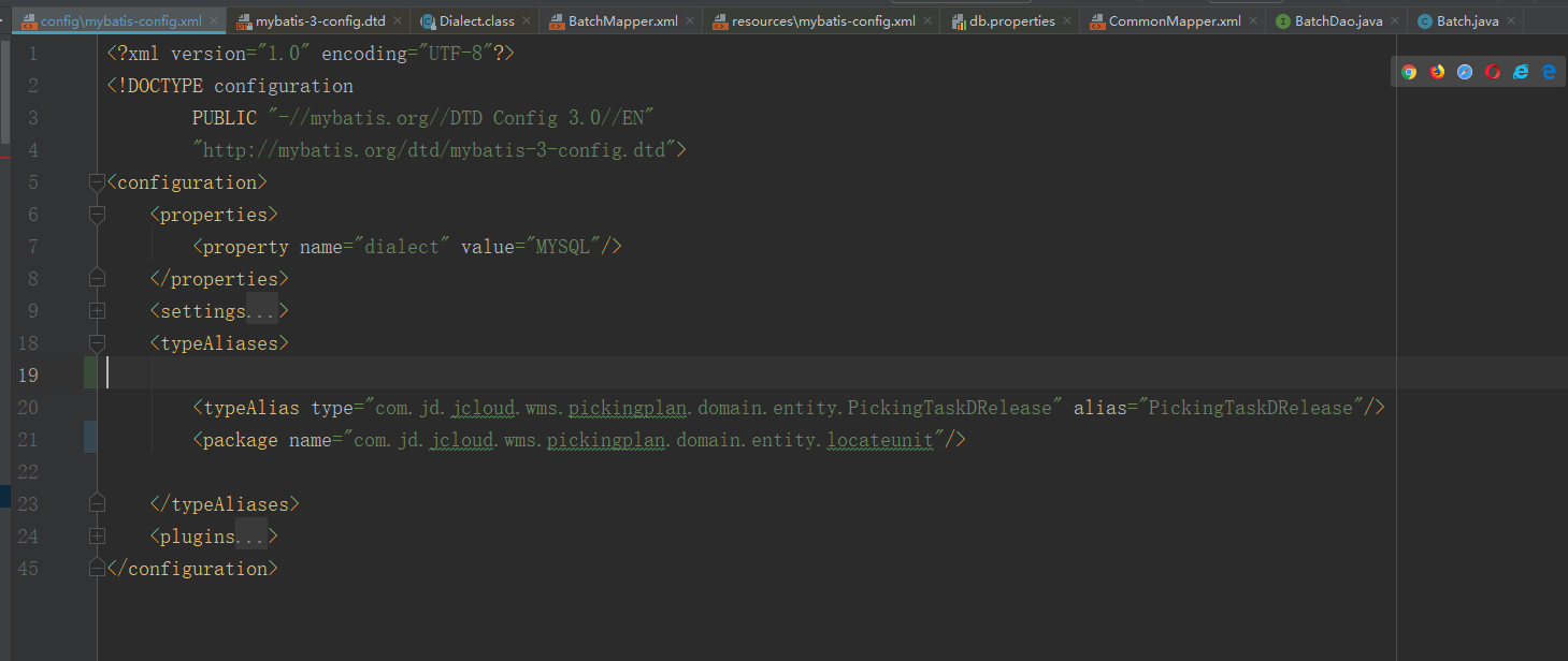 the content of element type “typeAliases（或者别的标签名）“ must match(“typeAlias*“,“package.*“(或者别的标签 ...
