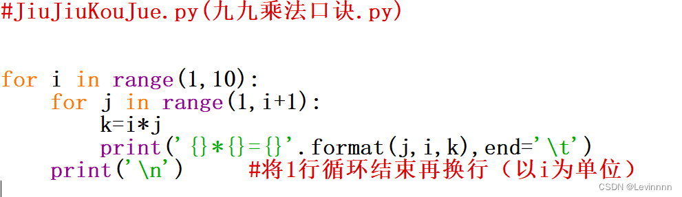 用python实现九九乘法口诀表打印打印99乘法表python实验结果与分析 Csdn博客 
