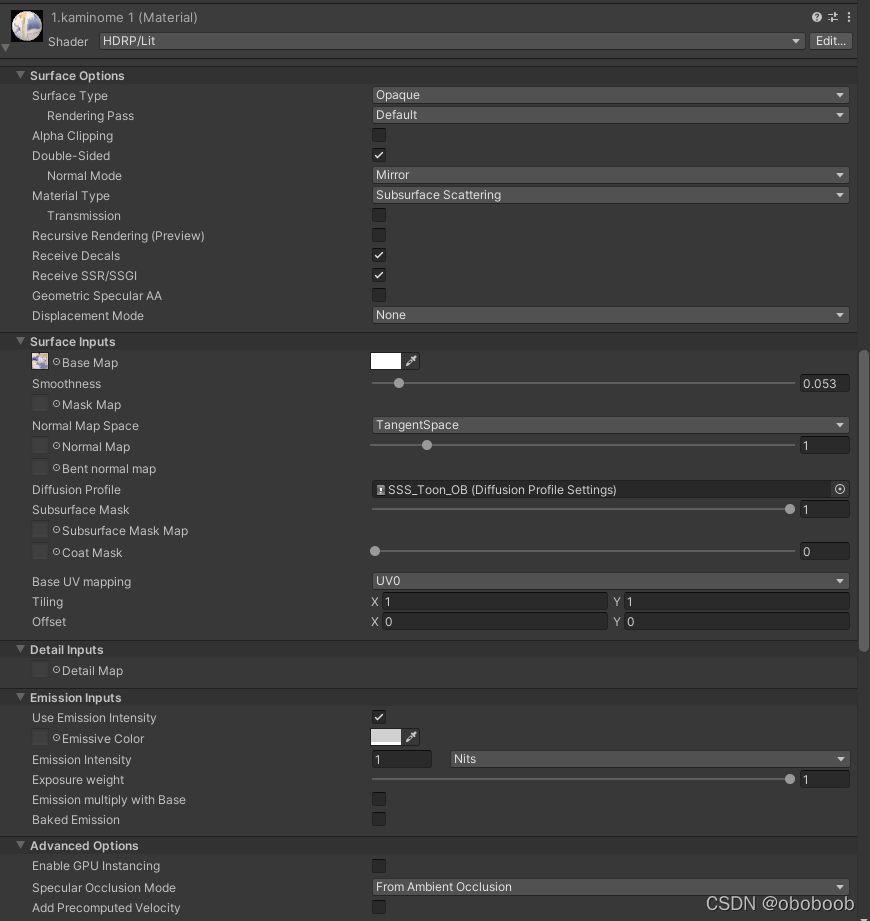 Unity Hdrp卡通角色自然渲染shaderunity Hdrp Skin Shader Csdn博客