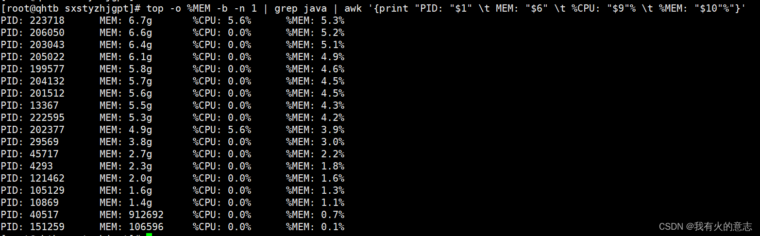 Linux查询java服务占用的内存 Linux查看java占用内存 Csdn博客