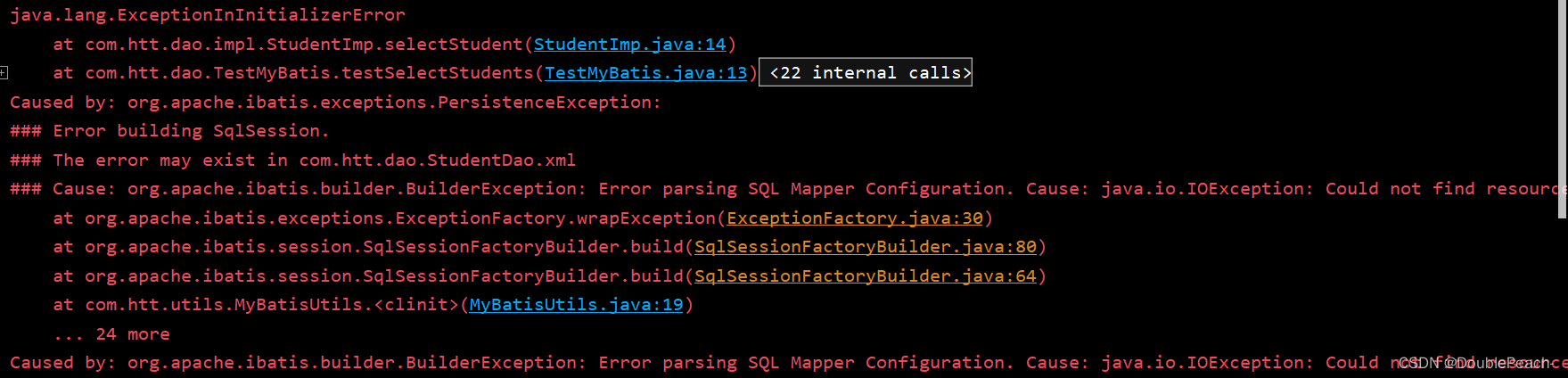 执行MyBatis查询数据库报错ExceptionInInitializerError解决_mybatis exceptionininitializererror-CSDN博客