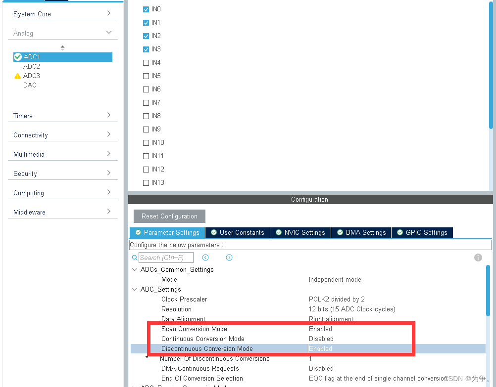 Stm32cubemx Hal学习记录：adcstm32 Cubemx Adc1 In0 Csdn博客 3793