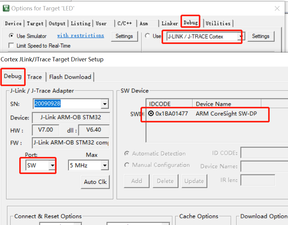 keil无法读取到jlink下载器，程序无法下载，报错No Cortex-M SW Device Found-CSDN博客