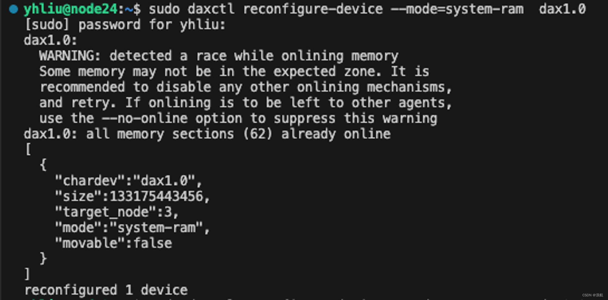 Linux服务器配置持久内存PM_linux 运行命令daxctl reconfigure-device -m system-ram -CSDN博客