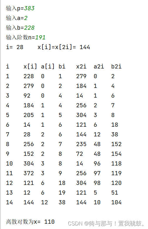 Python实现Pollard rho 算法用来求解离散对数问题_python 离散对数-CSDN博客