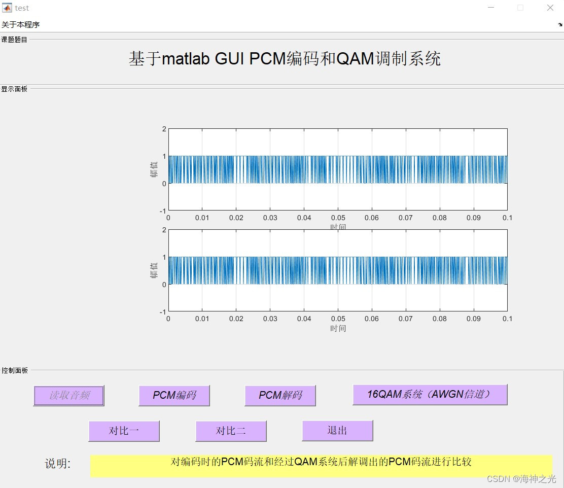 【数字信号调制】基于matlab Gui Pcm编码和qam调制系统【含matlab源码 2080期】基于matlab的pcm编解码 Csdn博客