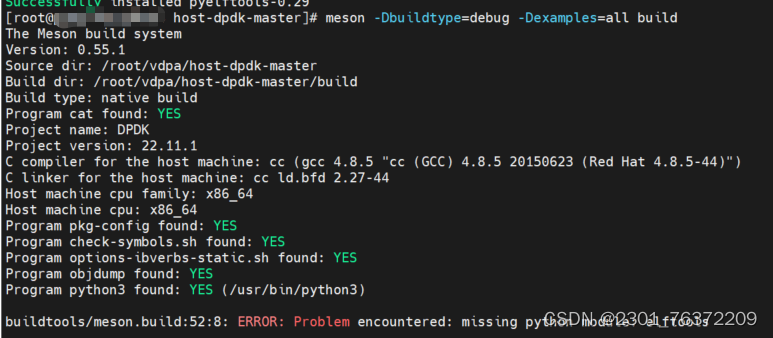 buildtools/meson.build:52:8:ERROR: Problem encountered: missing python module: elftools-CSDN博客