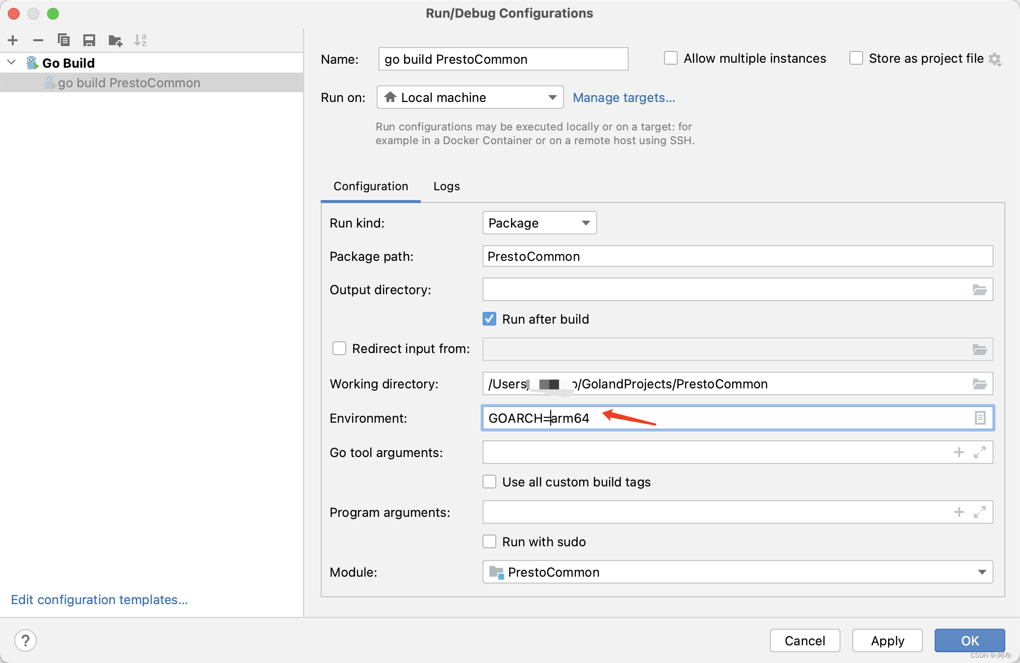 goland mac m1 go: unsupported GOOS/GOARCH pair darwin/arm_mac go arch-CSDN博客