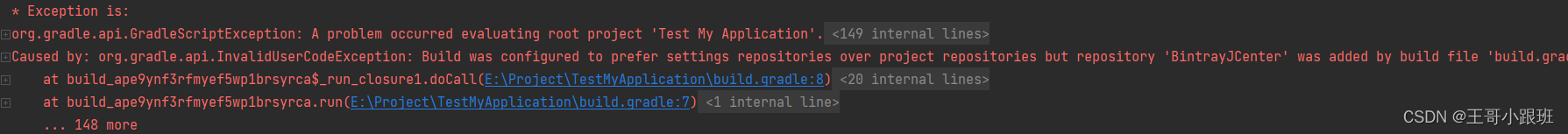 InvalidUserCodeException: Build was configured to prefer settings repositories over project ...
