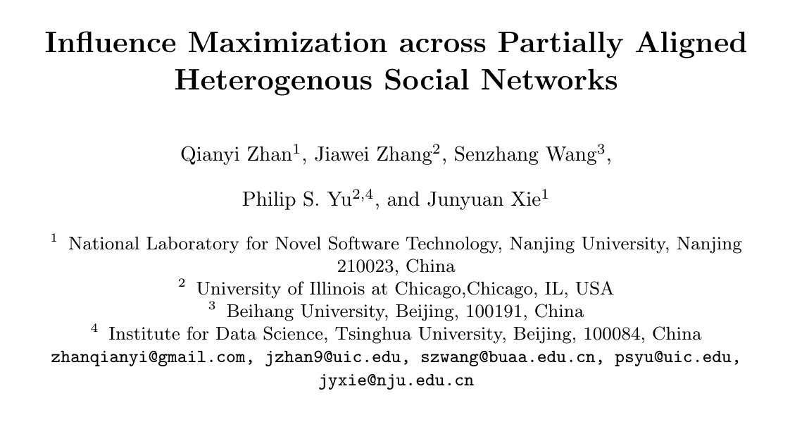 Influence Maximization across Partially Aligned Heterogenous Social ...