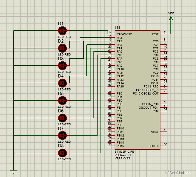 STM32流水灯实验(通过Keil5和Proteus8.15仿真软件实现)_stm32 gpio 仿真-CSDN博客