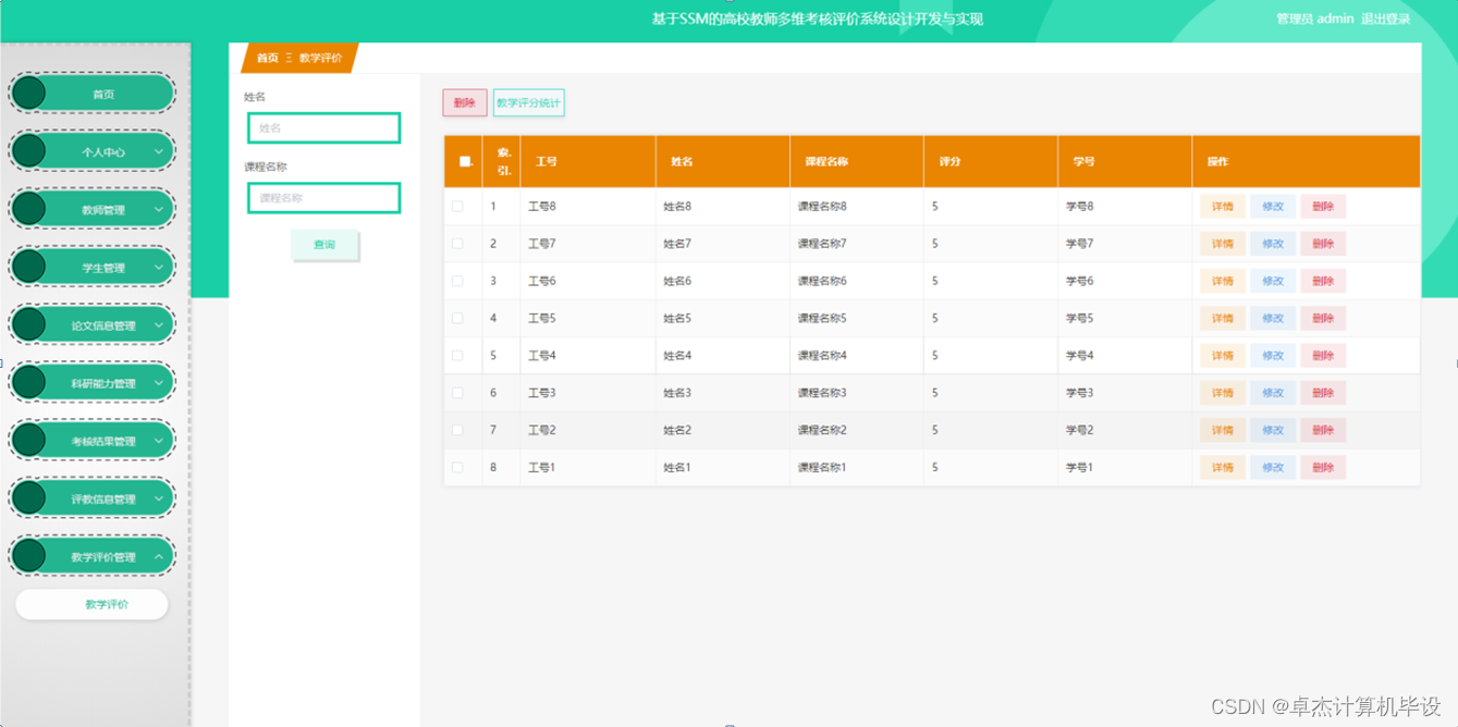 计算机毕设ssm基于ssm的高校教师多维考核评价系统设计开发与实现js1u19源码数据库lw多维评分系统 Csdn博客