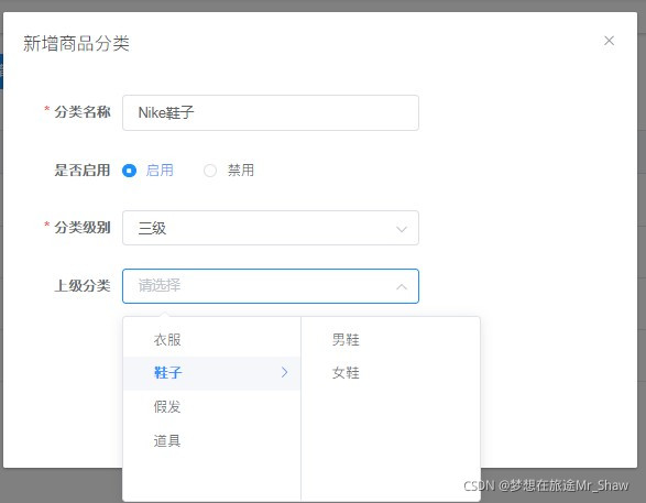 使用vue实现商品分类级别动态切换vue切换不同类别表单 Csdn博客 3980