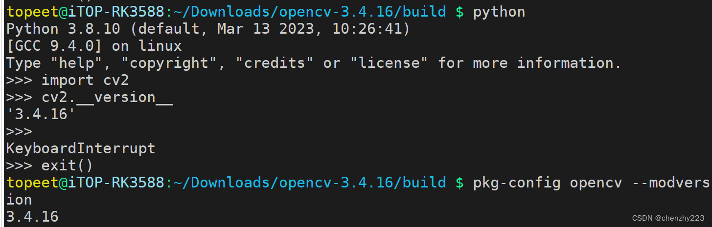 RK3588在Ubuntu20.04上源码编译OpenCV3.4.16的C++、Python版本_rk3588 c++编译器-CSDN博客