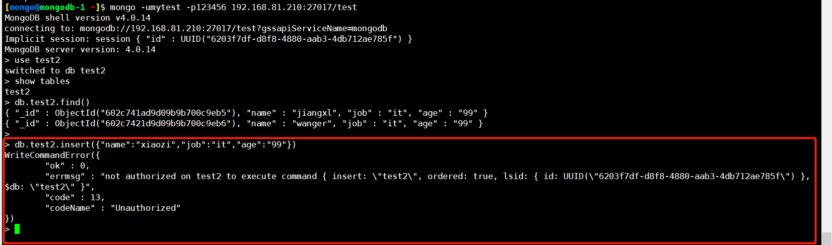 MongoDB数据库授权认证_mongodb授权-CSDN博客