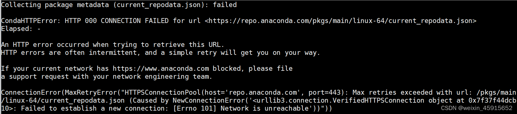 Linux下解决Anaconda出现CondaHTTPError: HTTP 000 CONNECTION FAILED for url问题-CSDN博客