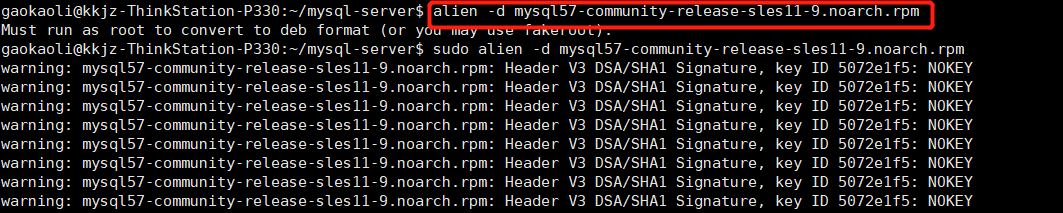 ubuntu出现RPM should not be used directly install RPM packages, use Alien ...