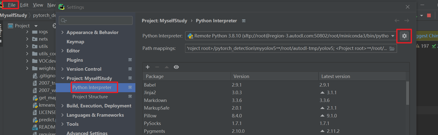 pycharm远程连接AutoDL训练pascalVOC2007数据集_pycharm配置远程autodl-CSDN博客