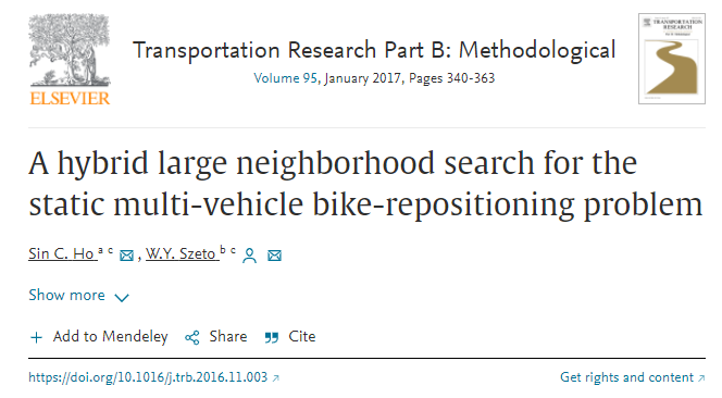 [论] A hybrid large neighborhood search for the static multi-vehicle bike-repositioning problem ...