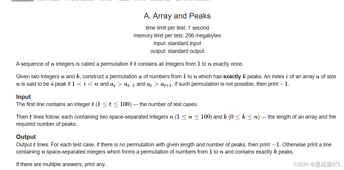 CodeForces 1513A - Array and Peaks 题解（小白的第一篇博客）-CSDN博客