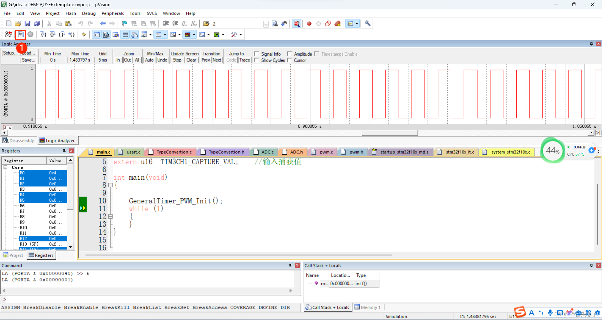 【KEIL5仿真】逻辑分析仪观察GPIO端口的输出波形_keil5仿真查看io输出-CSDN博客