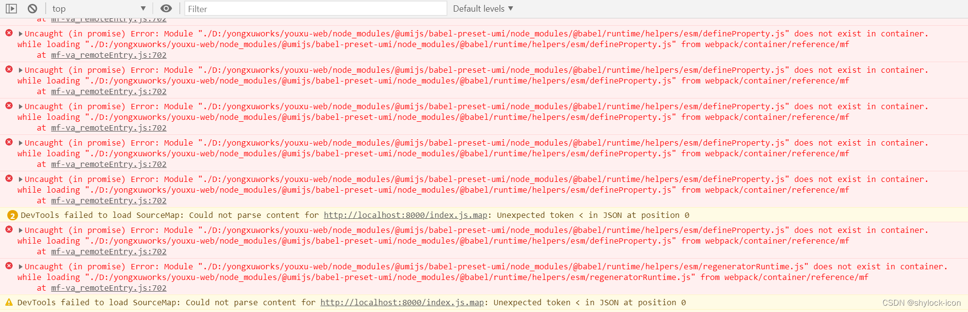Error: Module “./D:/yongxuworks/youxu-web/node_modules/@umijs/babel-preset-umi/node_modules ...