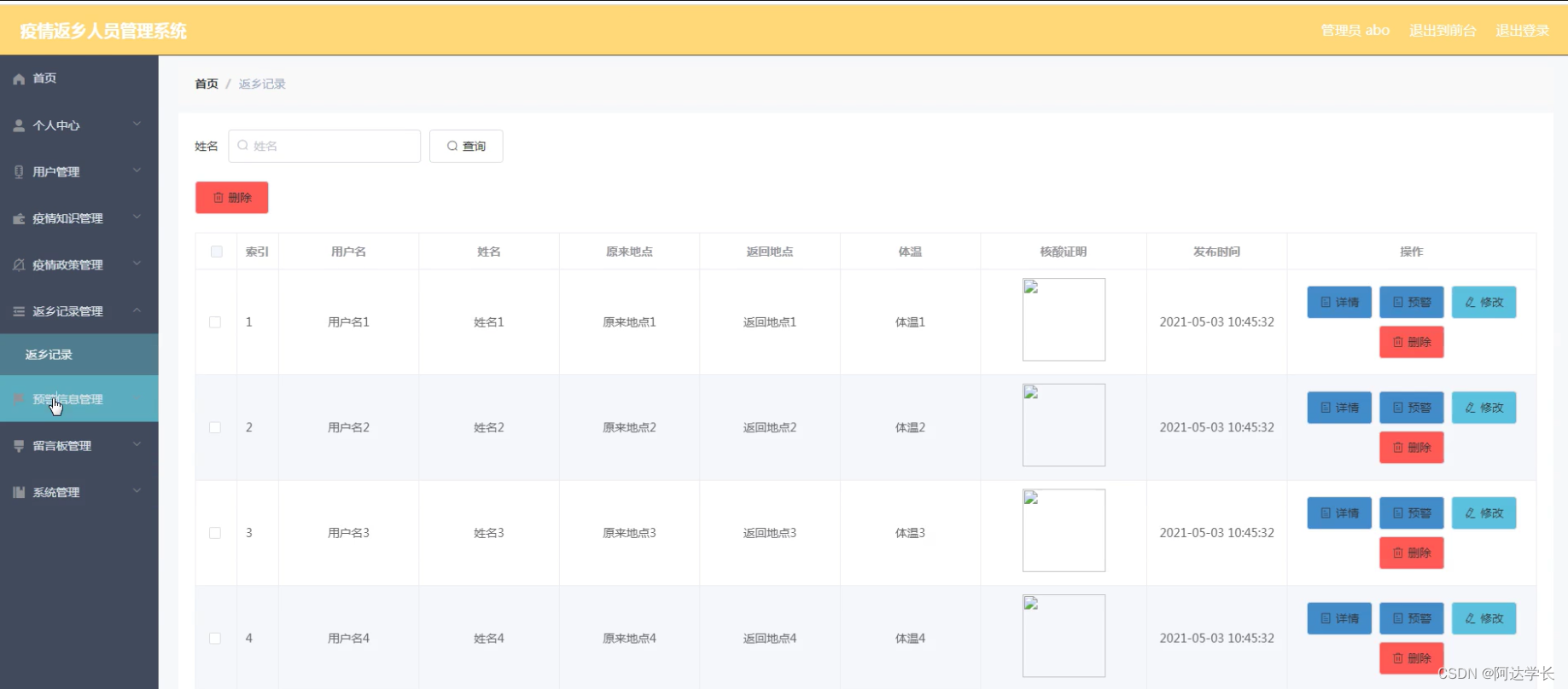 Java毕设项目疫情返乡人员管理系统(javavuemybatismavenmysql) Csdn博客