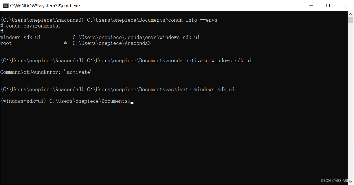 Windows10命令行切换conda环境报错commandnotfounderror ‘activate‘ Deactivate Is
