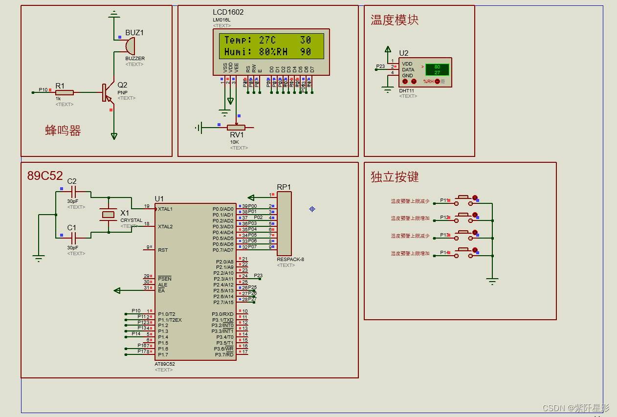 【Proteus仿真】基于DHT11的温度测量，LCD1602显示_proteus温湿度传感器-CSDN博客
