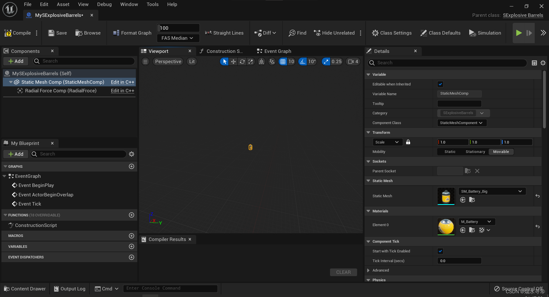11月6日 作业 爆炸桶与跳跃 Unreal Engine Rider 学习笔记_ue5 on component hit other actor comp-CSDN博客