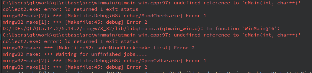 Qt 编译项目集 时出现winmain/qtmain_win.cpp:97: undefined reference to `qMain(int, char**) 未定义主函数-CSDN博客