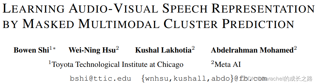 ICLR2022论文阅读记录 - AVHuBERT_av-hubert-CSDN博客