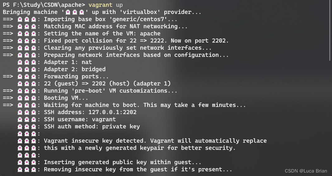 使用 vagrant 安装 CentOS 7 虚拟机并配置 apache 和 ssh_如何修改vagrant ssh-config-CSDN博客