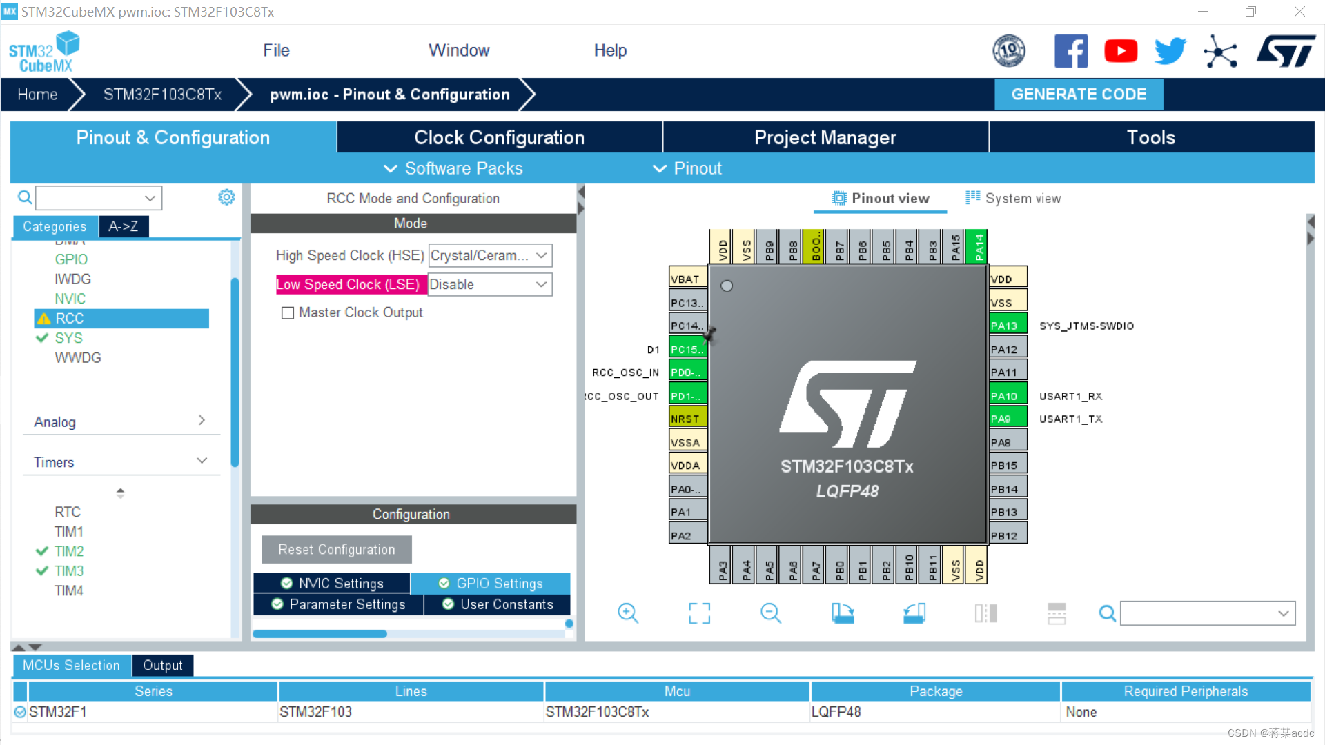 一. 使用STM32F103的 Tim2~Tim5其一定时器的某一个通道pin（与GPIOx管脚复用，见下图），连接一个LED，用定时器计数 ...