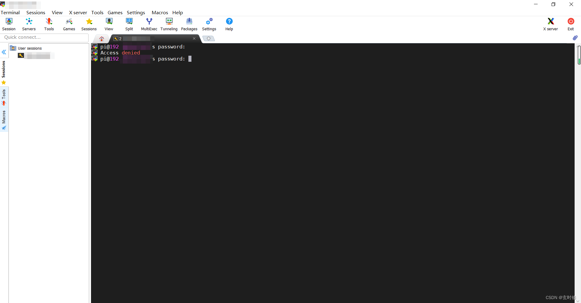 树莓派首次SSH远程登录，PuTTy、MobaXterm出现Access denied_用树莓派官方烧录器设置了ssh的用户名和密码 但是 access deny-CSDN博客
