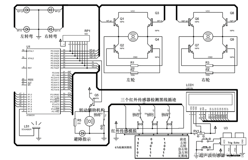 转发 基于单片机寻迹巡线避障智能小车系统设计资料 Protues电路仿真智能小车仿真电路 Csdn博客 