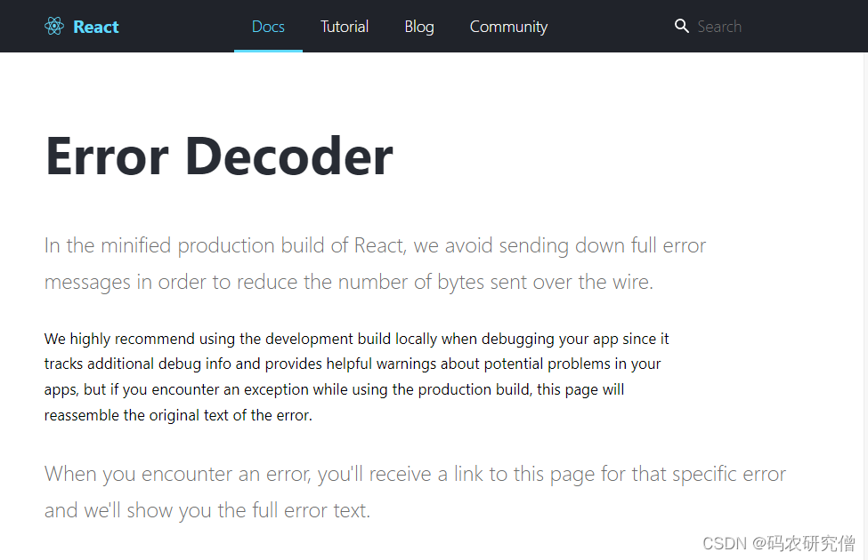 出现Error: Minified React error #62； 的解决方法_for the full message or use the non-minified dev e-CSDN博客