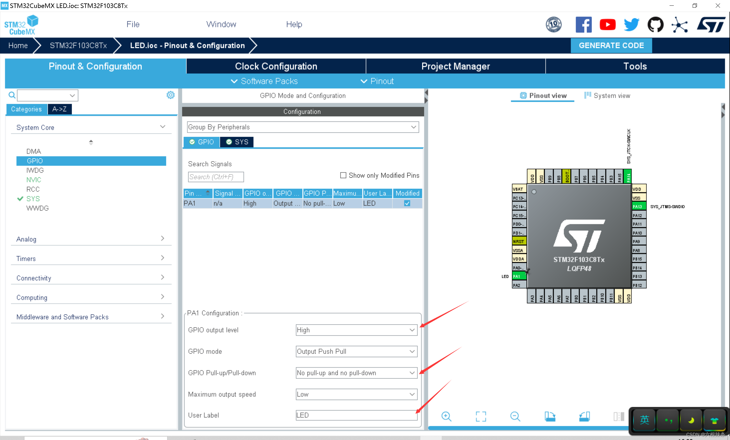 STM32HAL库+proteus仿真 1.点亮LED灯+流水灯_stm32cubemx按键ledproteus-CSDN博客