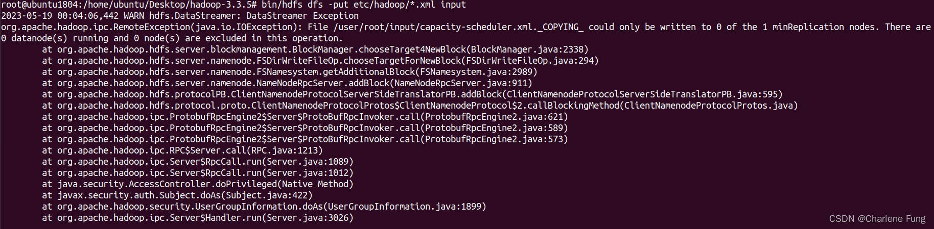 Hadoop复制文件出现there Are 0 Datanode S Running And 0 Node S Are Excluded In This Operation 解决方案 Csdn博客