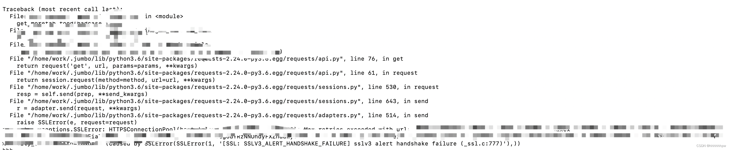 请求HTTPS接口报Caused by SSLError(SSLError(1, ‘[SSL: SSLV3_ALERT_HANDSHAKE_FAILURE] sslv3 alert ...