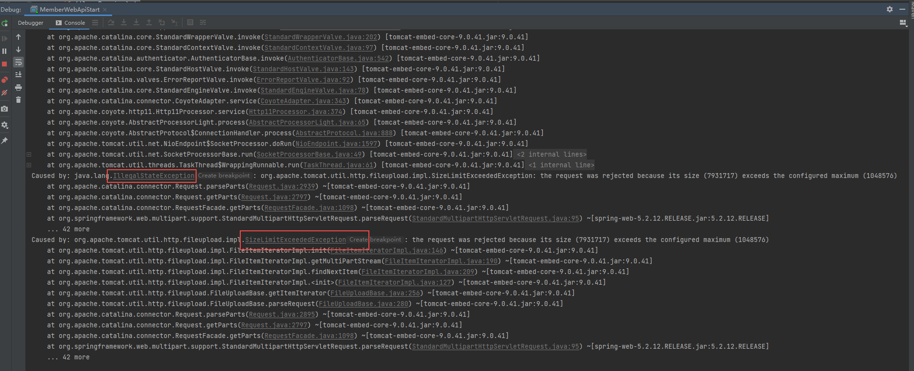 解决报错：the request was rejected because its size (7931717) exceeds the configured maximum (1048576 ...